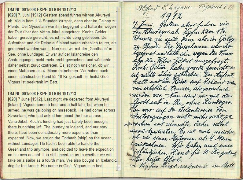 The Wegener Diaries: Original Document | Environment & Society Portal
