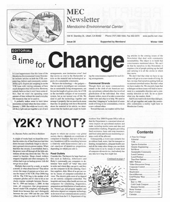 Mendocino Environmental Center Newsletter, Issue 30 | Environment ...